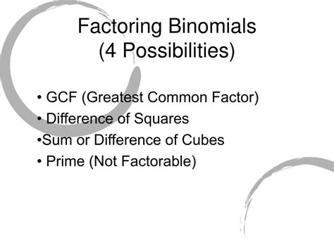 PPT FACTORING BINOMIALS PowerPoint Presentation Free Download ID 6952632