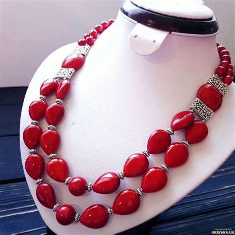 Купити Намисто дворядне з коралів під вишиванку Skrynya Ua