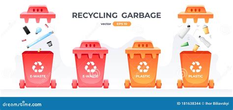 Segregation And Recycling Containers For Garbage And Trash Rubbish