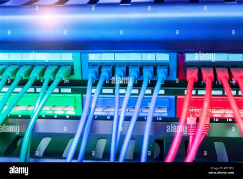 Ethernet Cables Connected To Internet Switch Stock Photo Alamy