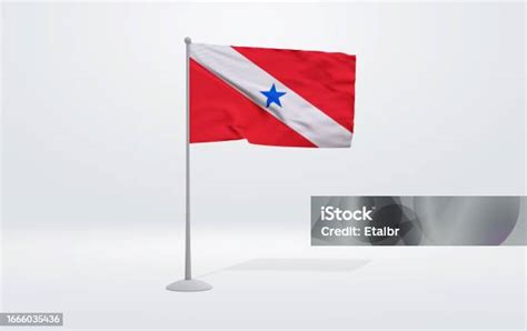 브라질의 파라 주 국기의 3d 그림입니다 하얀 스튜디오 배경으로 기둥에 깃발을 흔들고 있다 0명에 대한 스톡 사진 및 기타 이미지 Istock