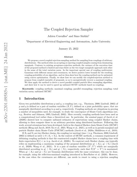Pdf The Coupled Rejection Sampler