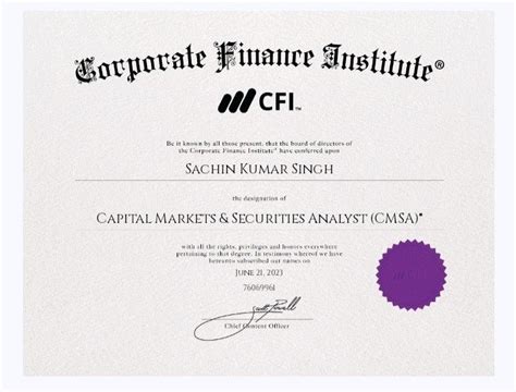 Cmsa Certified Capitalmarkets Securityanalyst Cfi