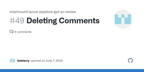 Deleting Comments · Issue 49 · Mlarhrouchazure Pipeline Gpt Pr Review