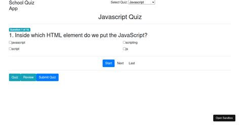 School Quizzz App Codesandbox