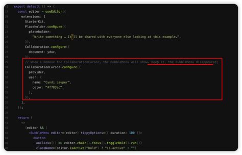 Bug BubbleMenu Is Disappeared When Use CollaborationCursor Issue