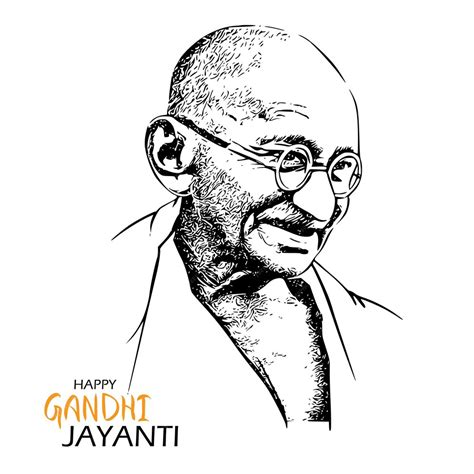 Free Vector Hand Draw Mahatma Gandhi Sketch For Gandhi Jayanti