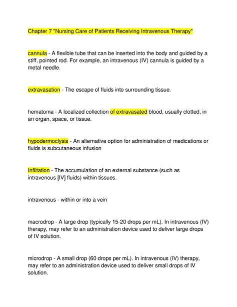 Chapter 7 Nursing Care Of Patients Receiving Intravenous Therapy