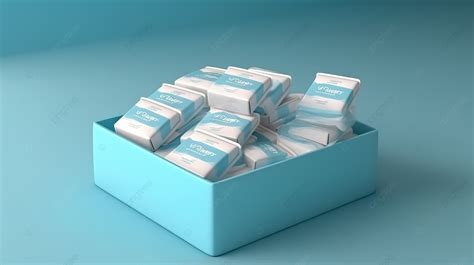 3d Rendering Of An Isolated Self Box With Sachets Mockup Background