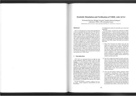 Full Article Symbolic Simulation And Verification Of Vhdl With Acl2