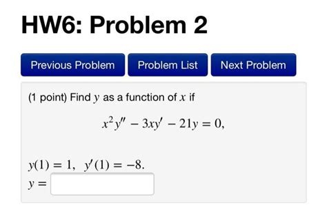 Solved Hw6 Problem 2 Previous Problem Problem List Next
