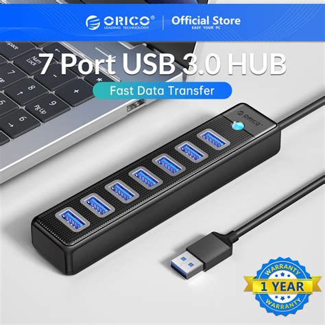 Orico Usb 30 Hub 7ports 5gbps Splitter Transmissão De Alta Velocidade Tipo C Acessórios Para