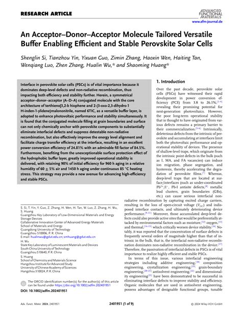 An Acceptordonoracceptor Molecule Tailored Versatile Buffer Enabling