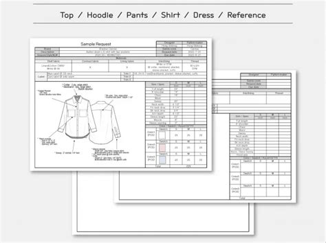 패션 의류 작업지시서 A4 가로형 영문 엑셀 크몽
