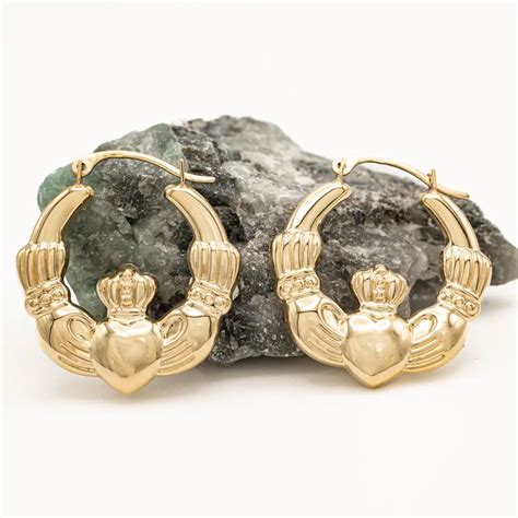 Gold Claddagh Hoop Earrings