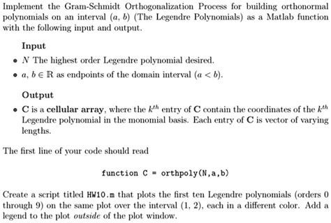 Solved Implement The Gram Schmidt Orthogonalization Process For