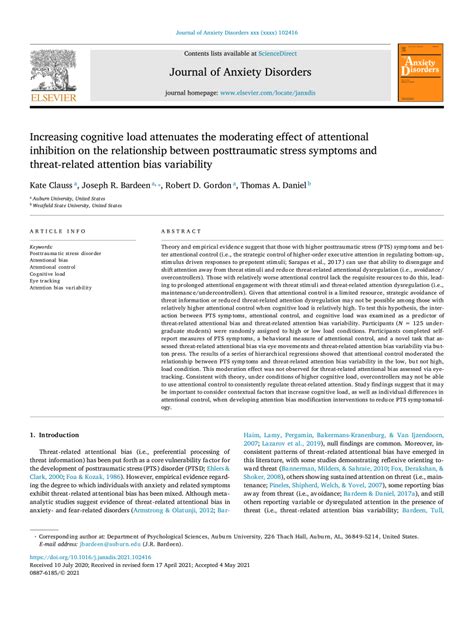 Pdf Increasing Cognitive Load Attenuates The Moderating Effect Of