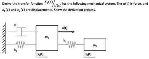 SOLVED Derive The Transfer Function X S U S For The Following Mechanical System The U T Is