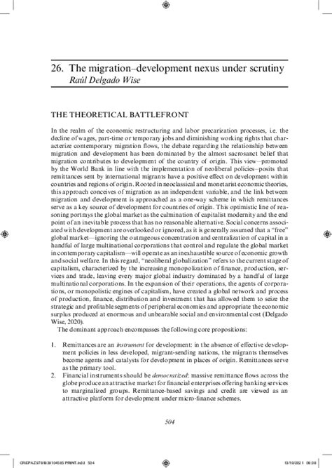 Pdf The Migration Development Nexus Under Scrutiny