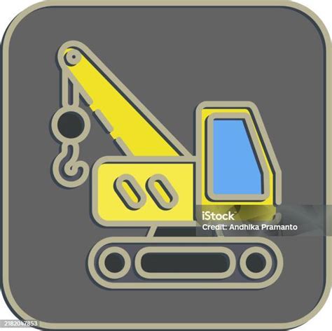 아이콘 호이스팅 크레인 중장비 요소 엠보싱 스타일의 아이콘 인쇄물 포스터 로고 인포그래픽 등에 적합합니다 강철에 대한 스톡 벡터 아트 및 기타 이미지 Istock