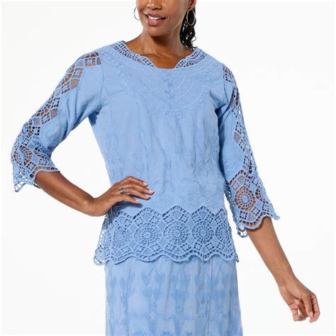 Antthony Embroidered Crochet Detail Woven Tunic 22926071 Hsn