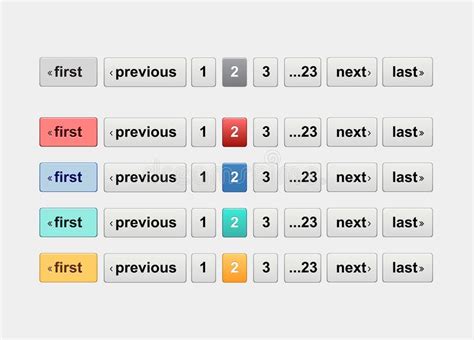 Pagination Bars In Different Colors Website Element For User Interface Website Development And
