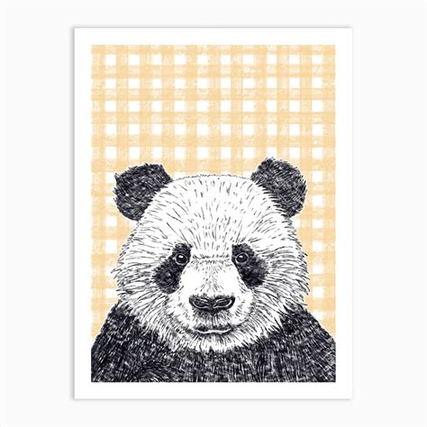 Panda Gingham Art Print By Daphnerosa Fy