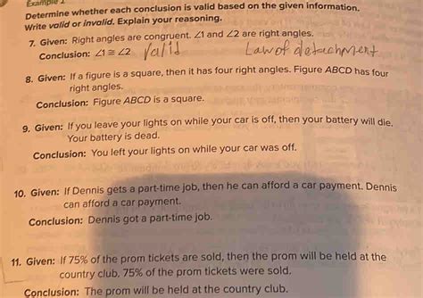 Example 2 Determine Whether Each Conclusion Is Valid Based On The Given Information Wri Math