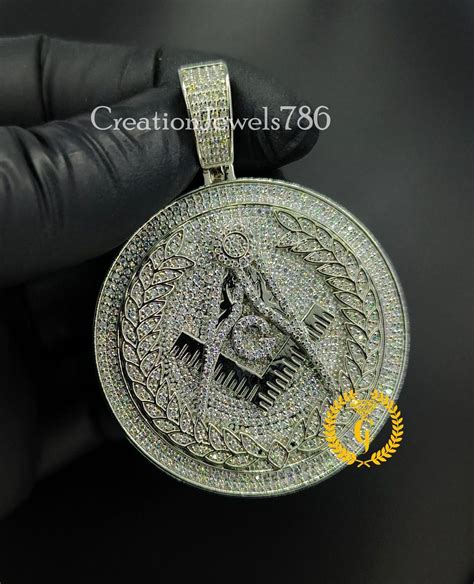 Round Vvs1 Moissanite Test Passer Masonic Freemason G Compass Mens