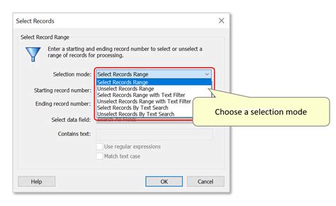 Selecting Data Records For The Mail Merge
