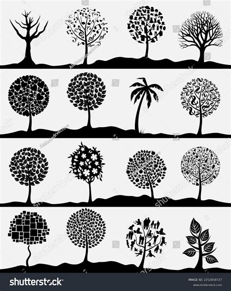 Set Trees Vector Illustration Stock Vector Royalty Free Shutterstock