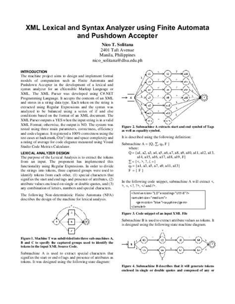 Pdf Xml Lexical And Syntax Analyzer Using Finite Automata And Pushdown Accepter
