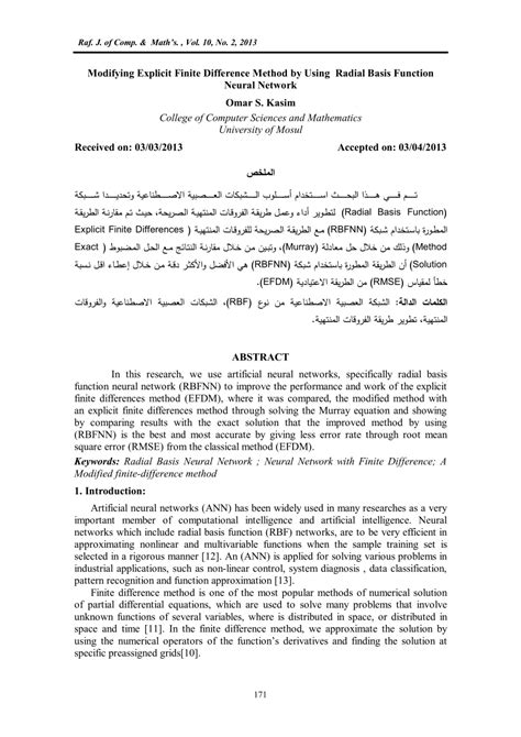 Pdf Modifying Explicit Finite Difference Method By Using Radial Basis