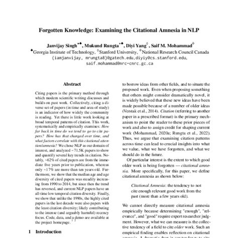 Forgotten Knowledge Examining The Citational Amnesia In Nlp Acl Anthology