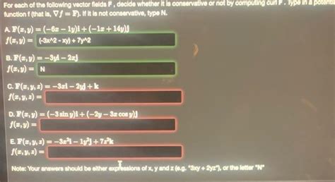 Solved For Each Of The Following Vector Fields F Decide