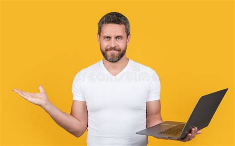 Confused Man Programmer Work On Laptop Man Programmer Work Online