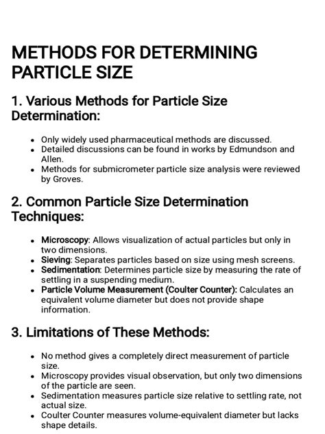 Methods For Determining Particle Size Pdf Particle Size
