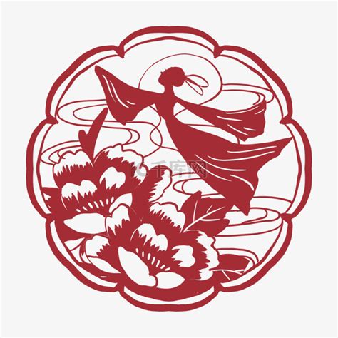 中秋节奔月嫦娥剪纸素材图片免费下载 千库网
