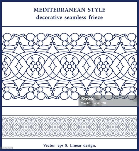 Classic Thin Line Seamless Frieze Design Vector Linear Openwork Pattern