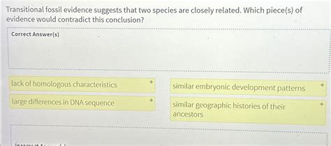Solved Transitional Fossil Evidence Suggests That Two