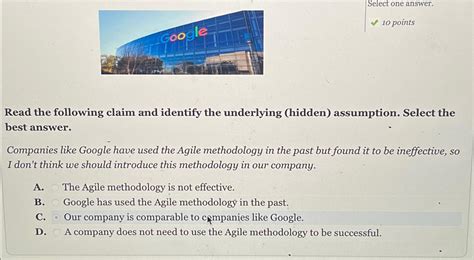 Solved Select One Answer 10 ﻿pointsread The Following Claim