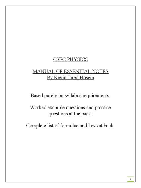 Csec Physics Manual Pdf