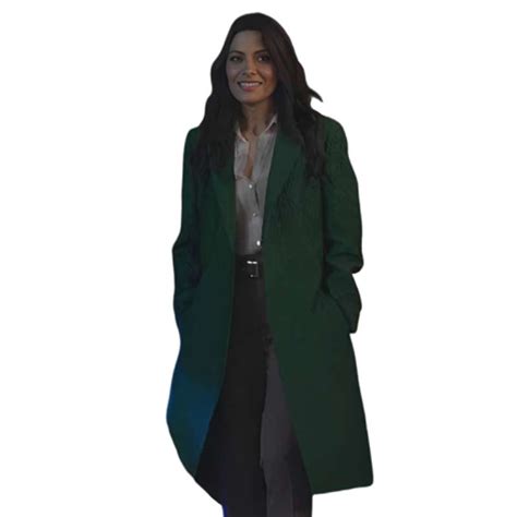 Sexlife S02 Sarah Shahi Green Coat New Women Green Textured Coat