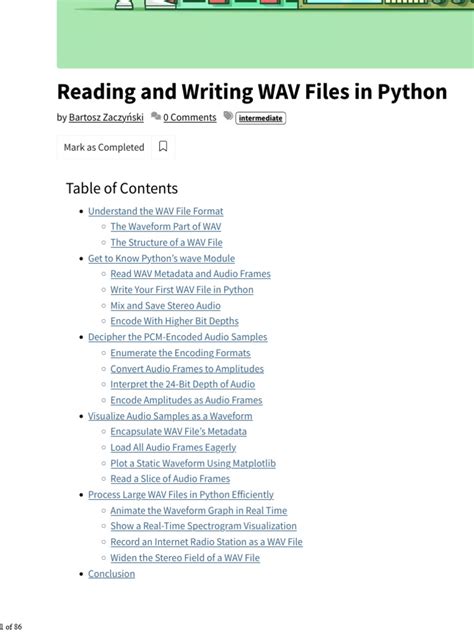 Reading And Writing Wav Files In Python Real Python Pdf Integer Computer Science