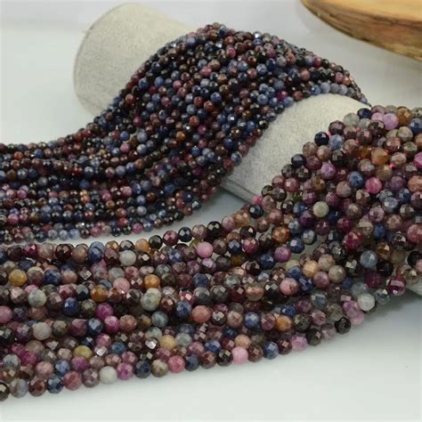 Натуральный простой качество рубин и сапфир граненые россыпью круглые бусины 4 мм 6 мм купить в