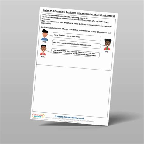 Year 5 Order And Compare Decimals Same Number Of Decimal Places