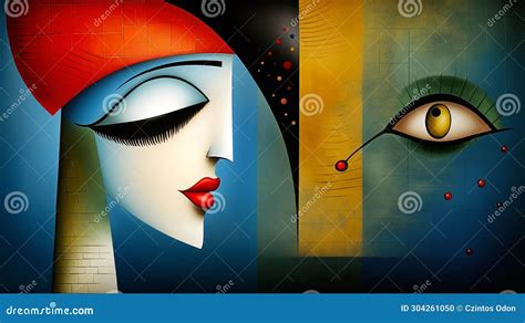 Abstract Faces With Contrasting Artistic Styles Featuring Bold Colors And Geometric Shapes