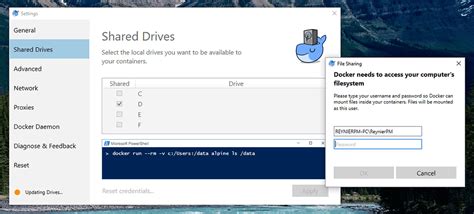 How To Share Windows Drives With A User Without Password Docker