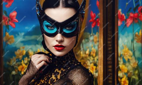 Premium Photo Fashion Shot Of A Beautiful Woman In A Carnival Mask Ai