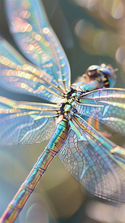 Free Vibrant Dragonfly Close Up Image Dragonfly Iridescent Wings